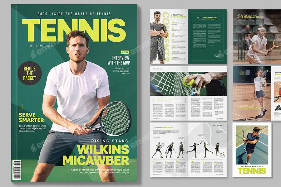 Tennis Magazine, Print Templates | GraphicRiver