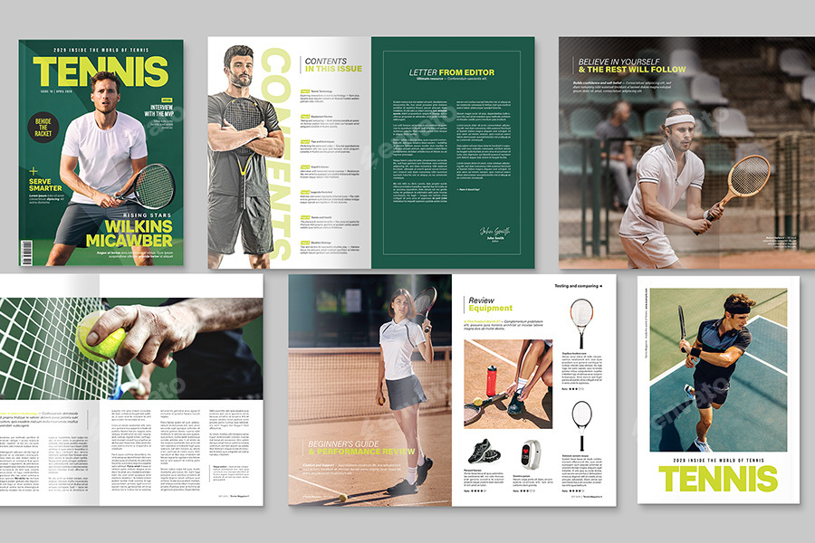 Tennis Magazine, Print Templates | GraphicRiver