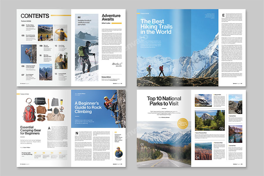 Outdoor Adventure Travel Magazine Template, Print Templates | GraphicRiver