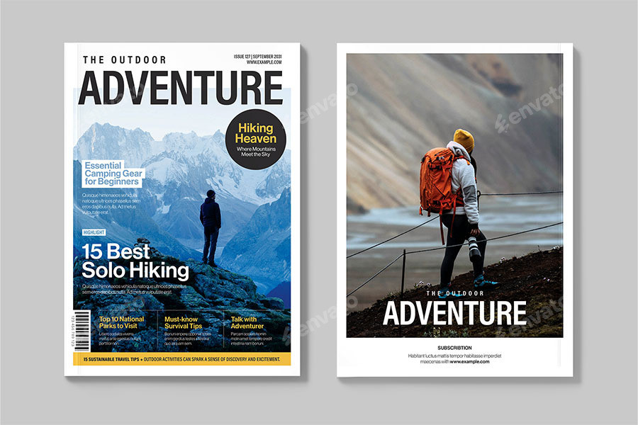 Outdoor Adventure Travel Magazine Template, Print Templates | GraphicRiver