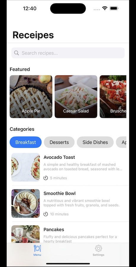 Receipe App iOS (SwiftUI) by knobapps | CodeCanyon