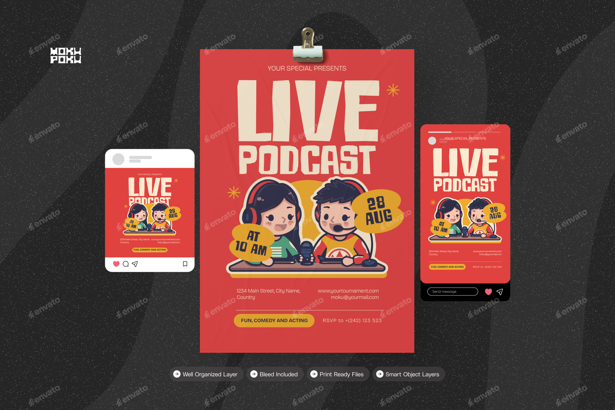 Live Podcast - Flyer Set, Print Templates | GraphicRiver
