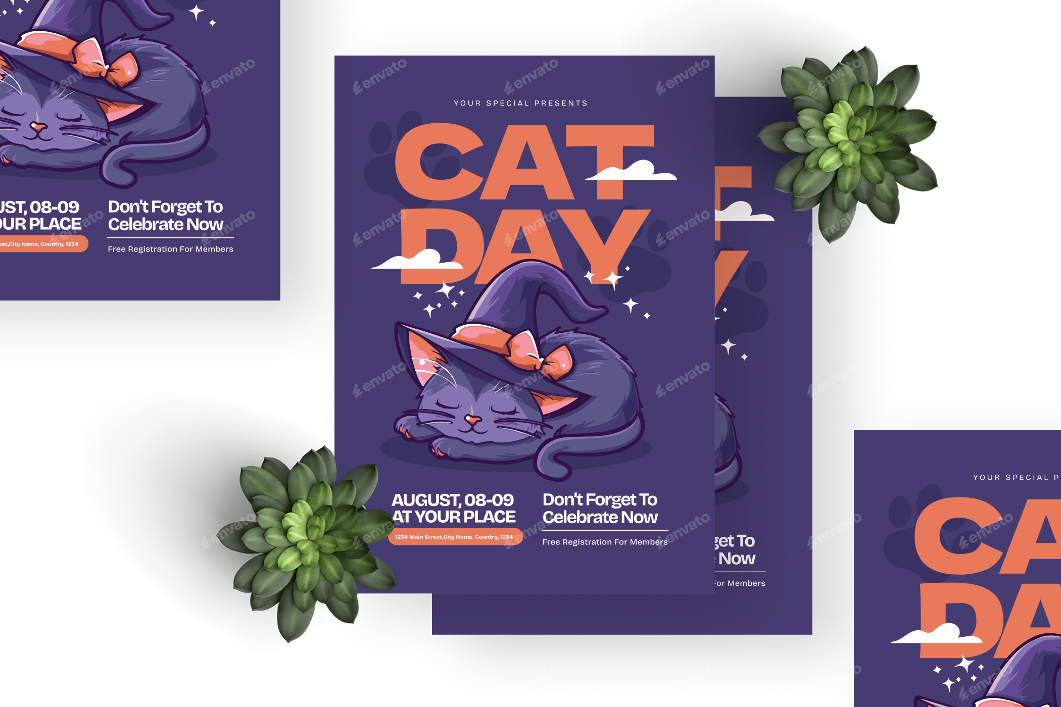 Cat Day Celebration - Flyer Set, Print Templates | GraphicRiver
