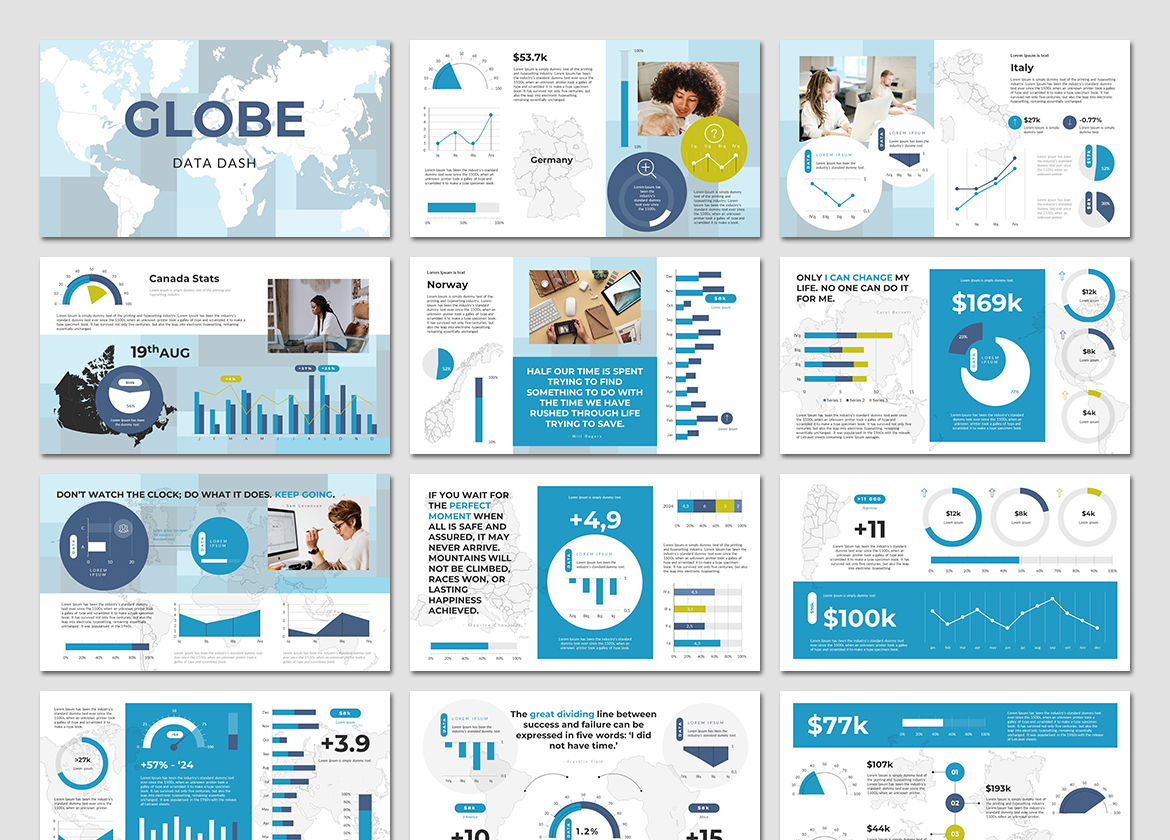 Globe Data Dashboards PowerPoint Presentation Template, Presentation ...