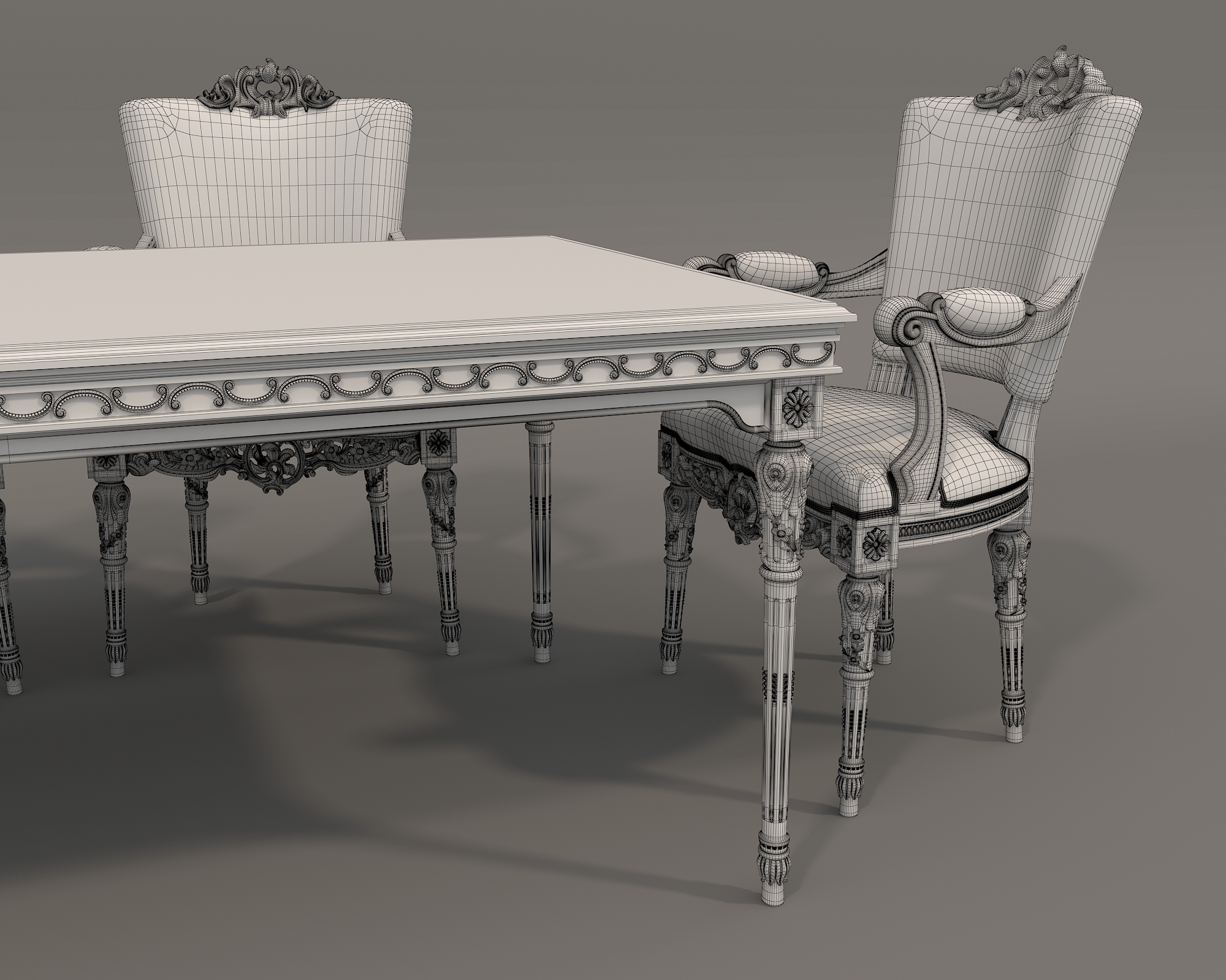 Classic European style Dining Table and Chairs 48 by nhattuankts | 3DOcean