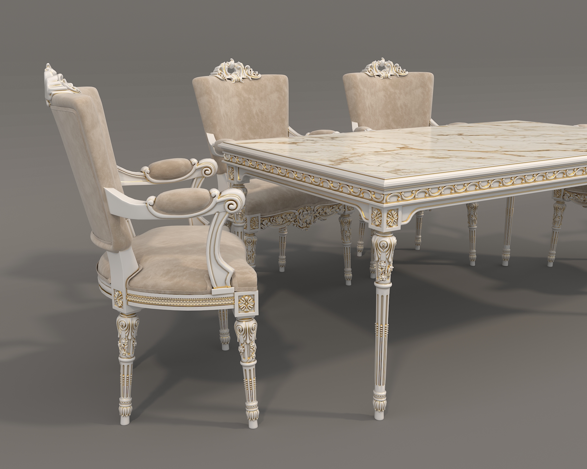 Classic European style Dining Table and Chairs 48 by nhattuankts | 3DOcean