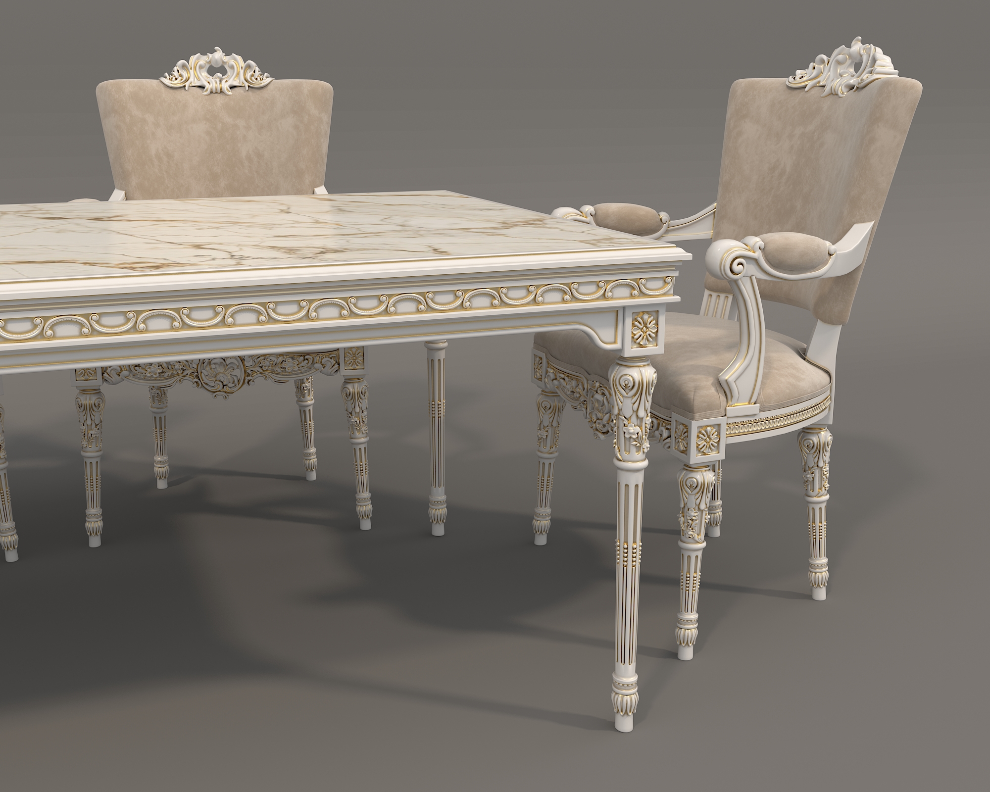 Classic European style Dining Table and Chairs 48 by nhattuankts | 3DOcean
