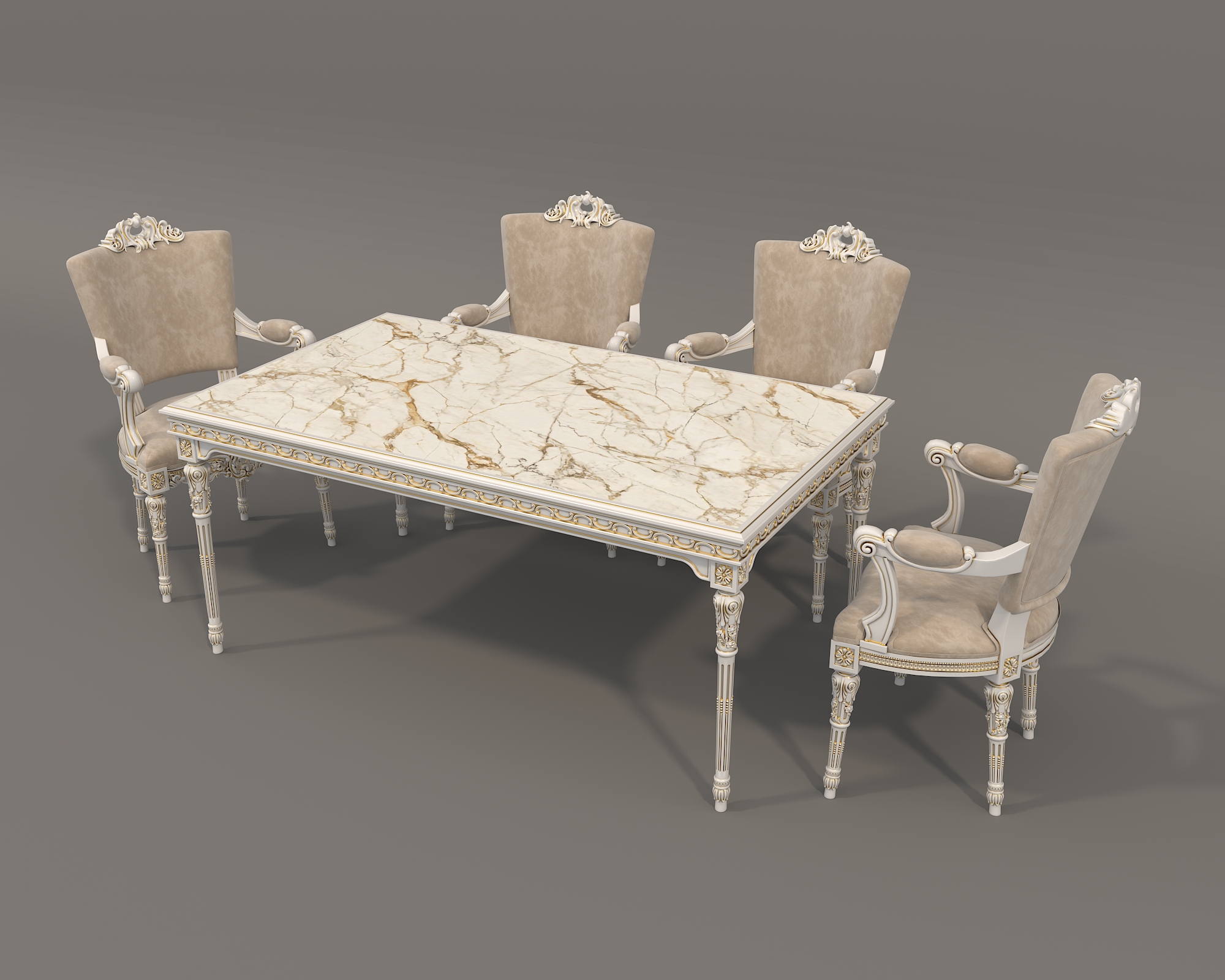 Classic European style Dining Table and Chairs 48 by nhattuankts | 3DOcean