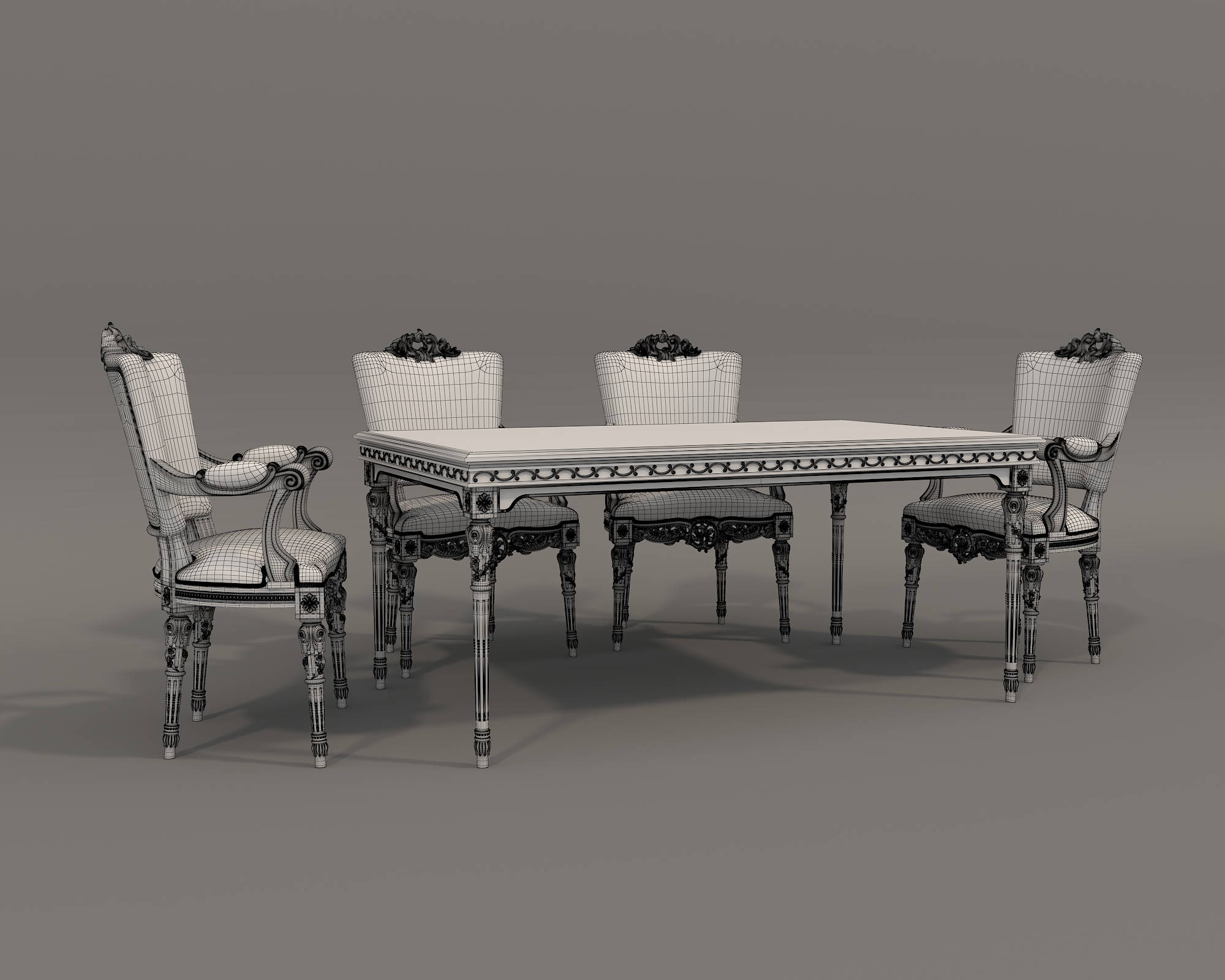 Classic European style Dining Table and Chairs 48 by nhattuankts | 3DOcean
