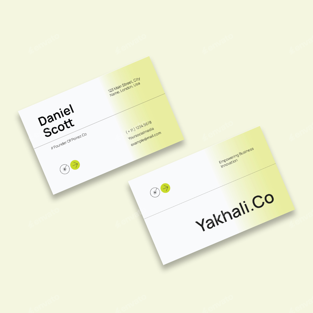 White Green Gradient Minimalist Business Card, Print Templates ...