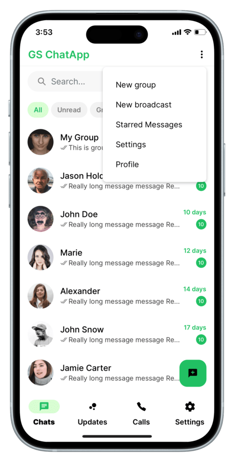 GS ChatApp - The Ultimate WhatsApp Like Chatting UI Kit React Native ...