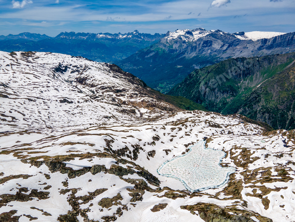 Brevent lake and mountains views in Chamonix-Montblanc range, France ...