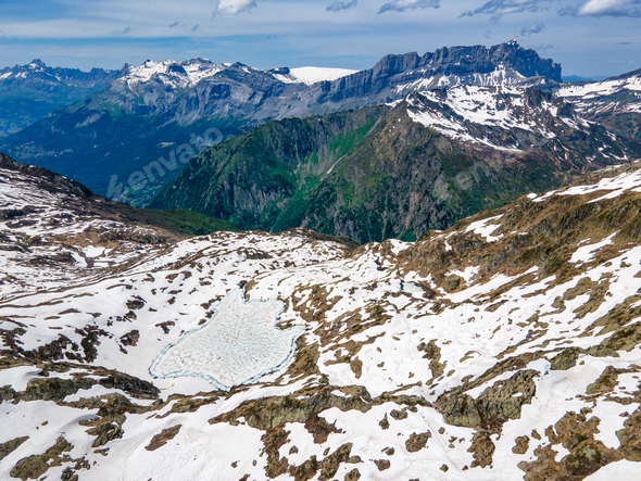 Brevent lake and mountains views in Chamonix-Montblanc range, France ...