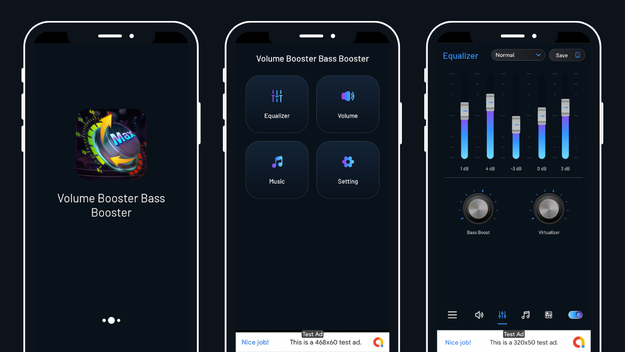 Volume Booster Bass Booster with AdMob Ads Android by MJAppsStudio