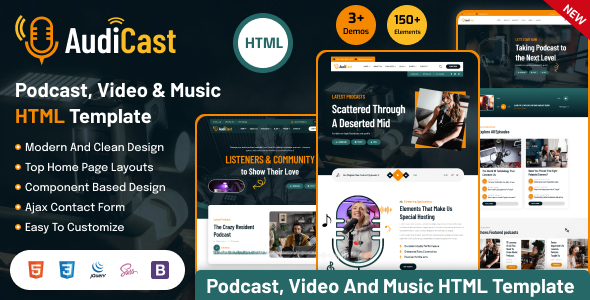Audicast - Podcast, Video & Music HTML Template by vecuro_themes ...