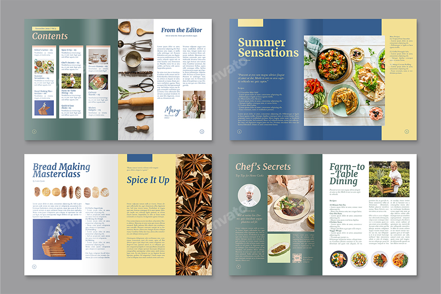 Food & Cooking Magazine Brochure Template, Print Templates | GraphicRiver