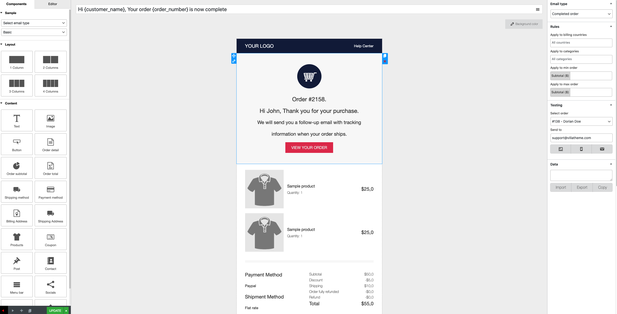 WooCommerce Email Template Customizer by villatheme | CodeCanyon
