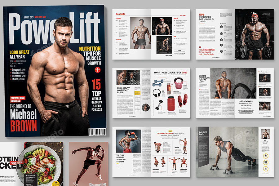 Sport & Fitness Magazine Template, Print Templates | GraphicRiver