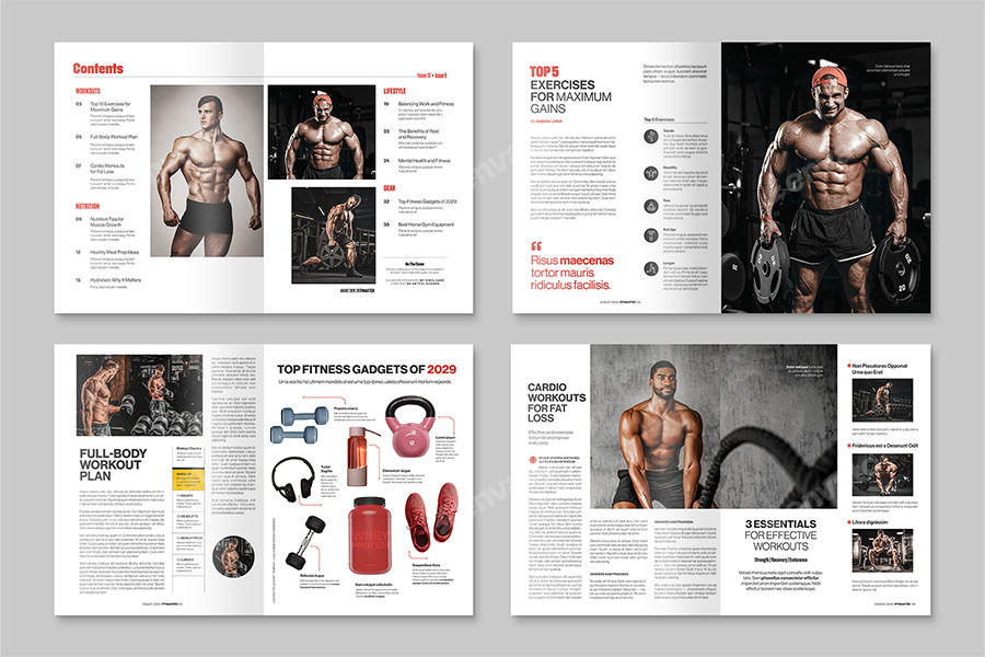 Sport & Fitness Magazine Template, Print Templates | GraphicRiver