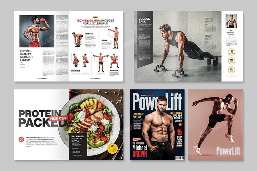Sport & Fitness Magazine Template, Print Templates | GraphicRiver