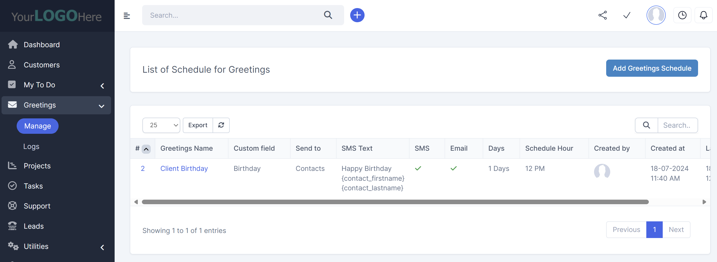 Greetings Manager Module For Perfex CRM by sejalinfotech | CodeCanyon