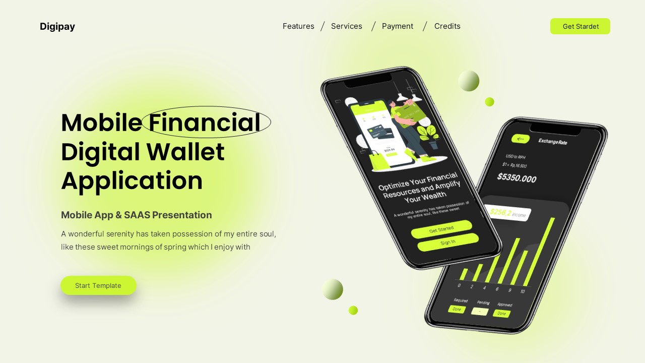 Digipay - Mobile App & SAAS Powerpoint Template, Presentation Templates