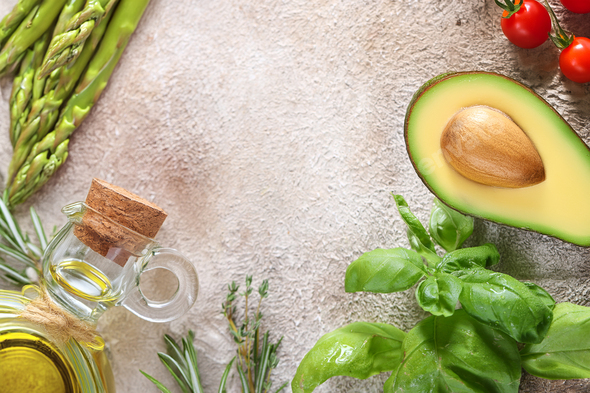 food background vegetables and herbs healthy eating Stock Photo by Dream79