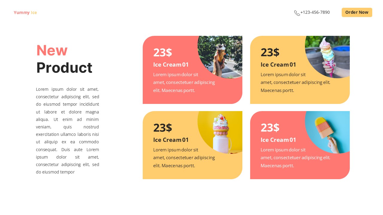 Yummy Ice - Ice Cream Google Slide Templates, Presentation Templates