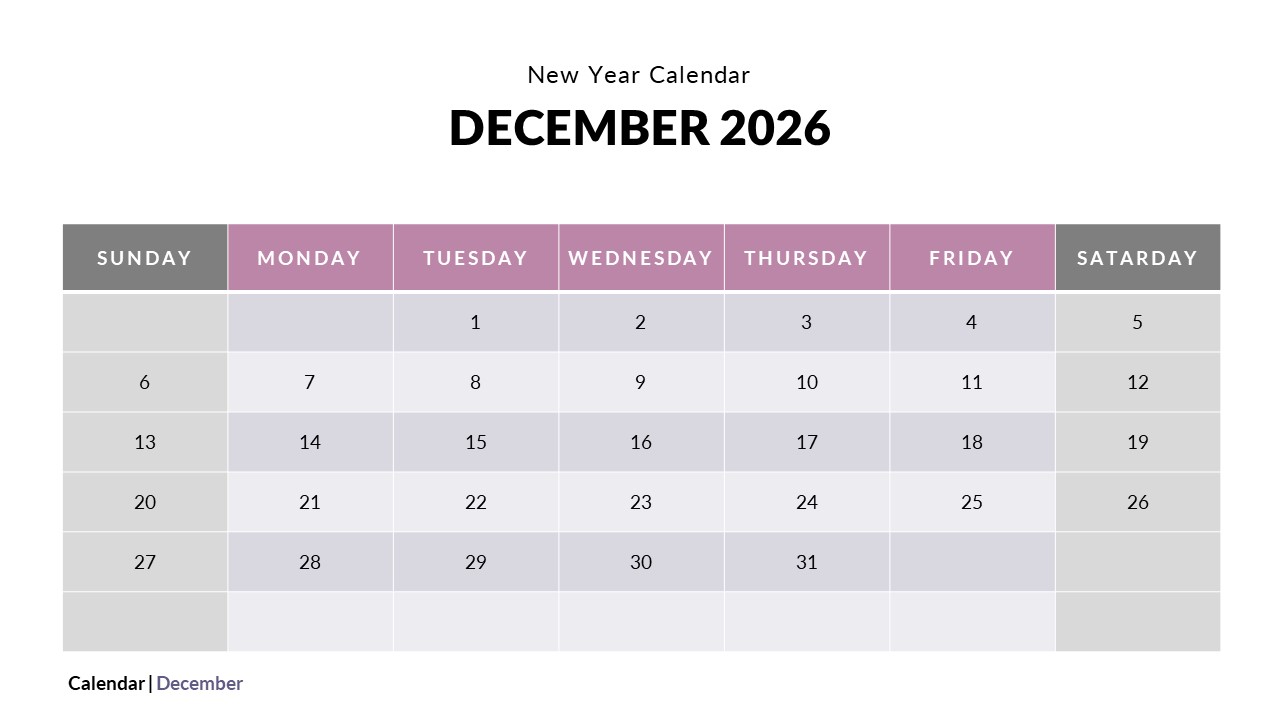 2025 and 2026 Calendar PowerPoint Design Template, Presentation Templates