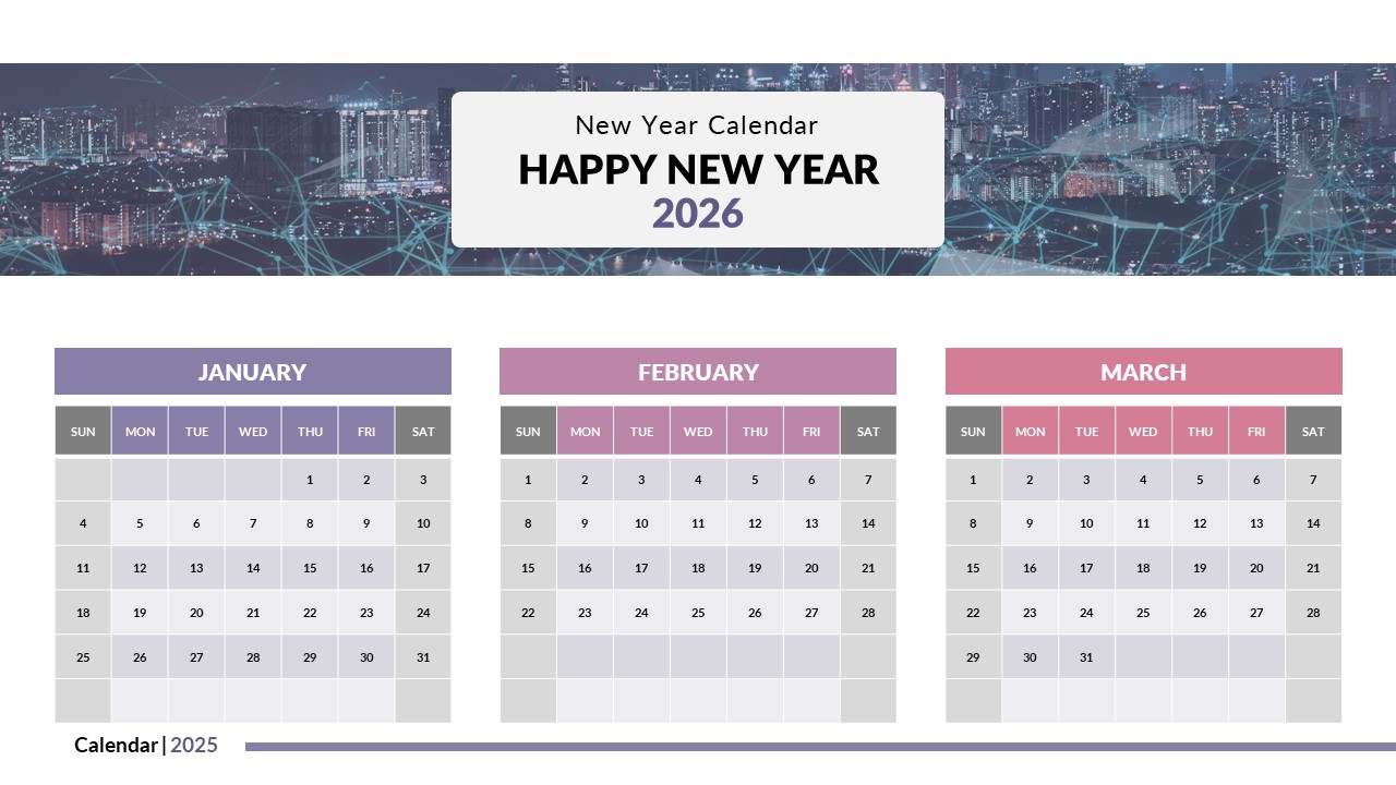 2025 and 2026 Calendar PowerPoint Design Template, Presentation Templates