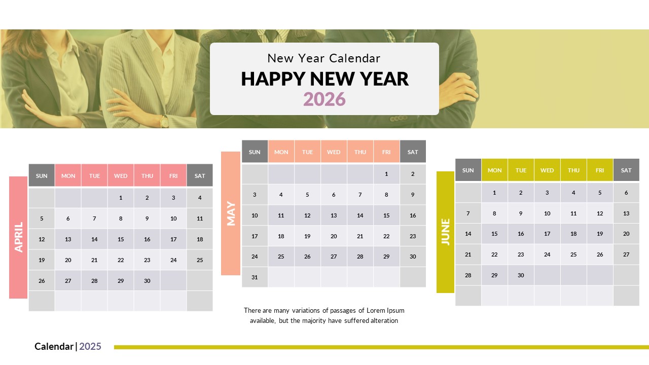 2025 and 2026 Calendar PowerPoint Design Template, Presentation Templates