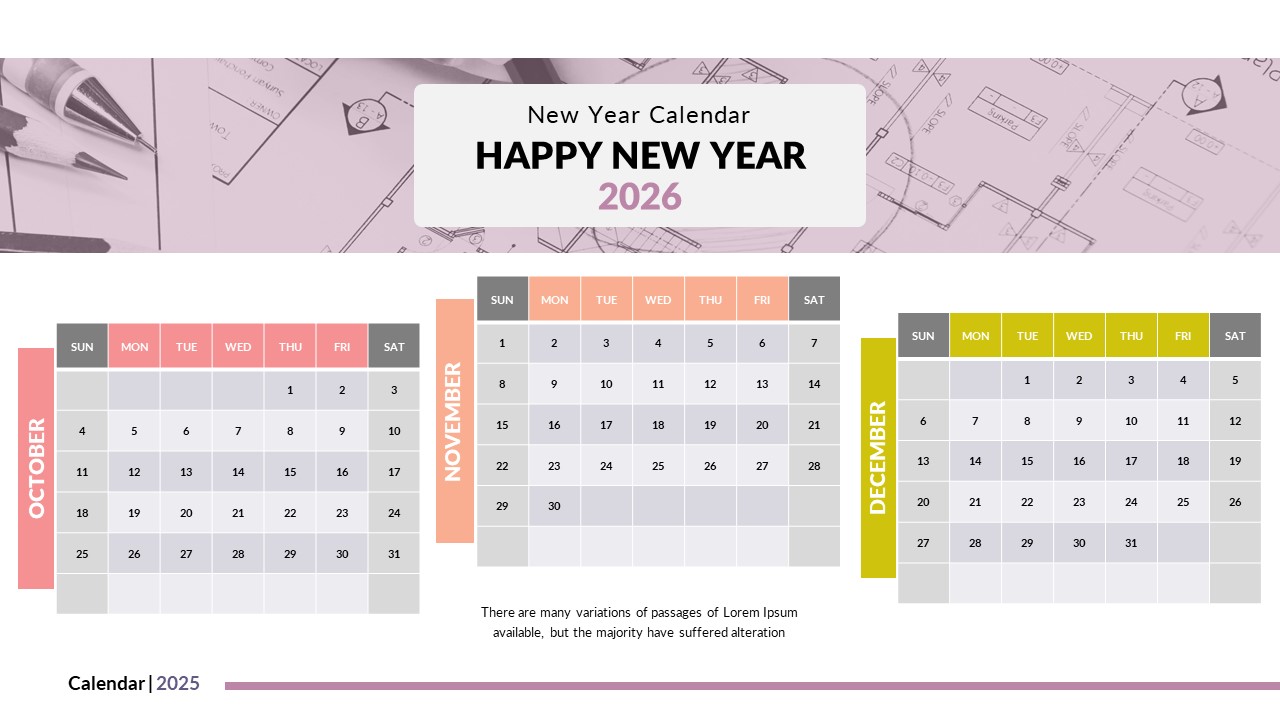 2025 and 2026 Calendar PowerPoint Design Template, Presentation Templates