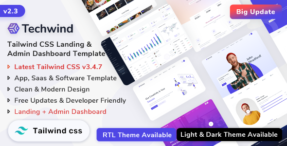 Techwind - Tailwind CSS Multipurpose App, Saas & Software Landing ...