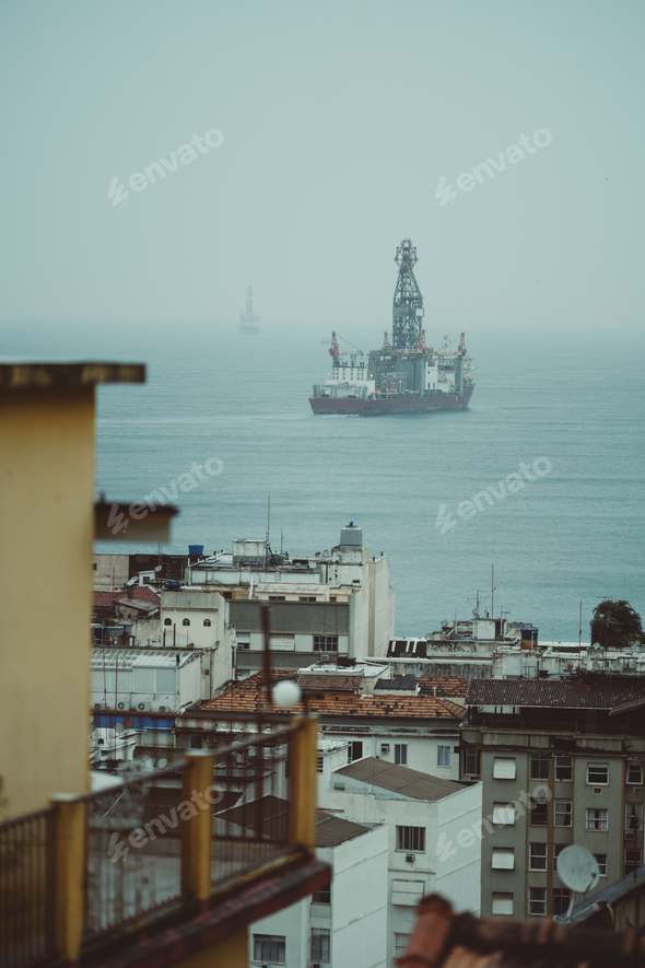 Offshore oil rigs on horizon Stock Photo by SkyNextphoto | PhotoDune