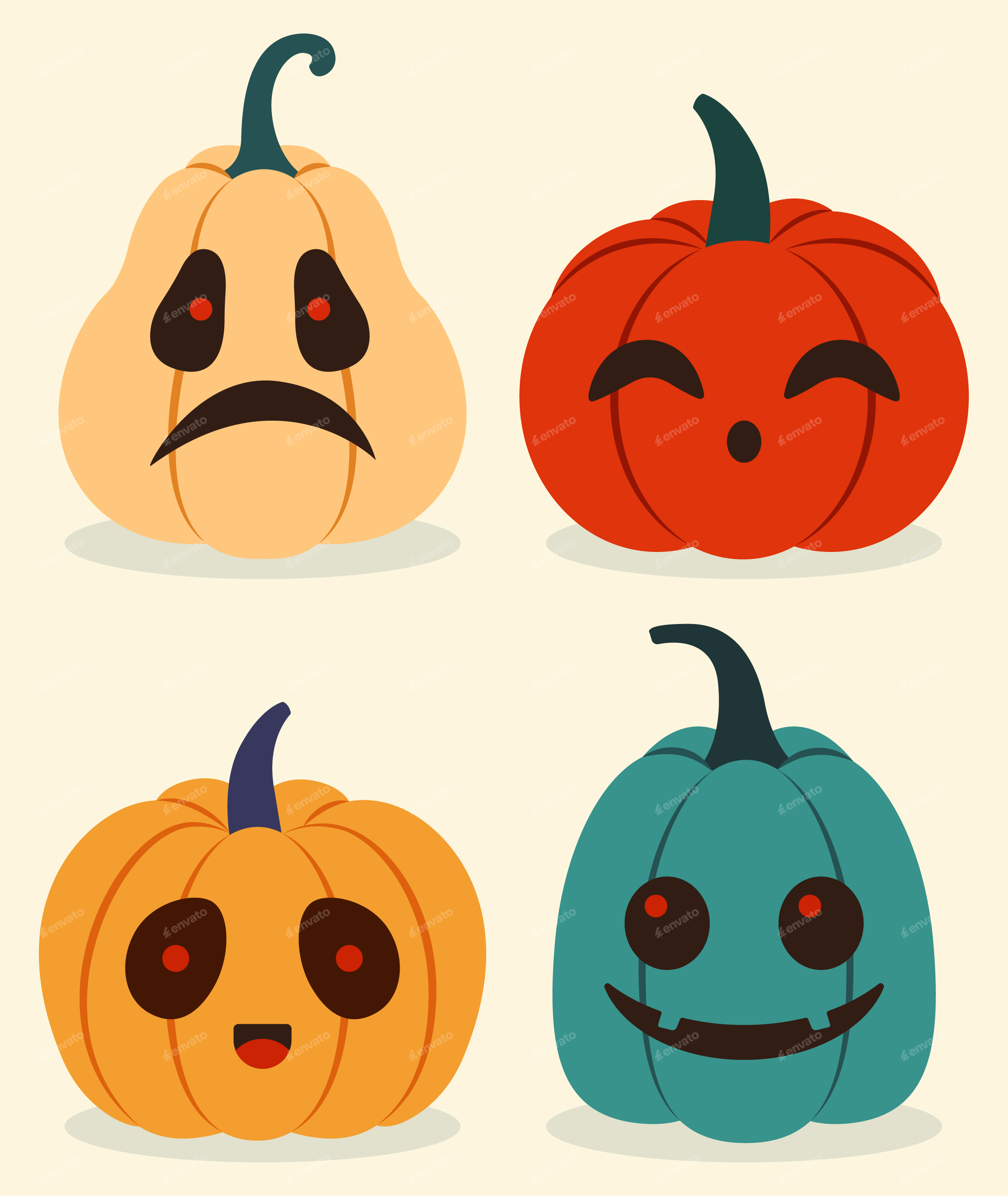 Set of Halloween pumpkins., Vectors | GraphicRiver