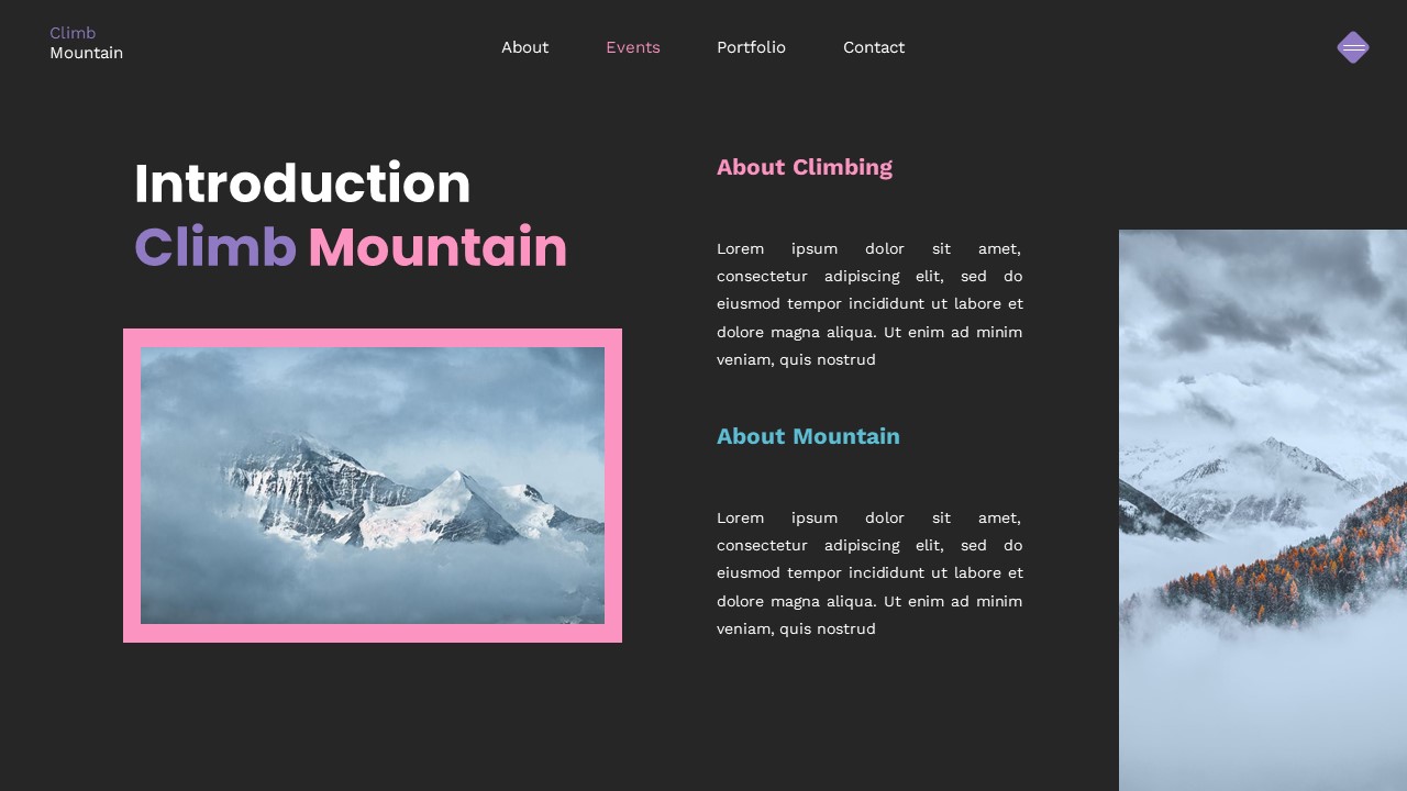 Climb Mountain - Mountain Google Slide Templates, Presentation Templates