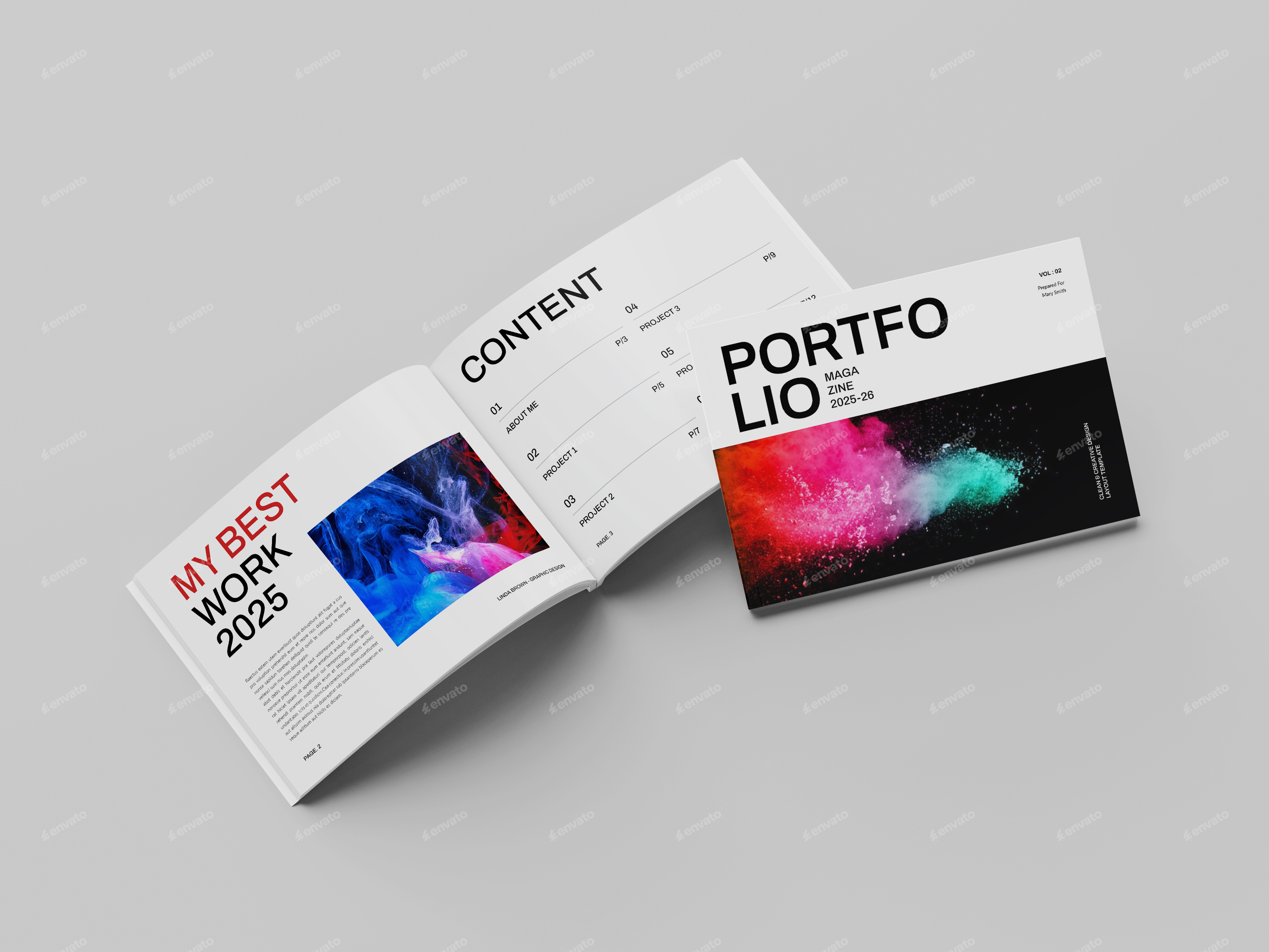 Colorful Portfolio Layout Template Landscape, Print Templates ...