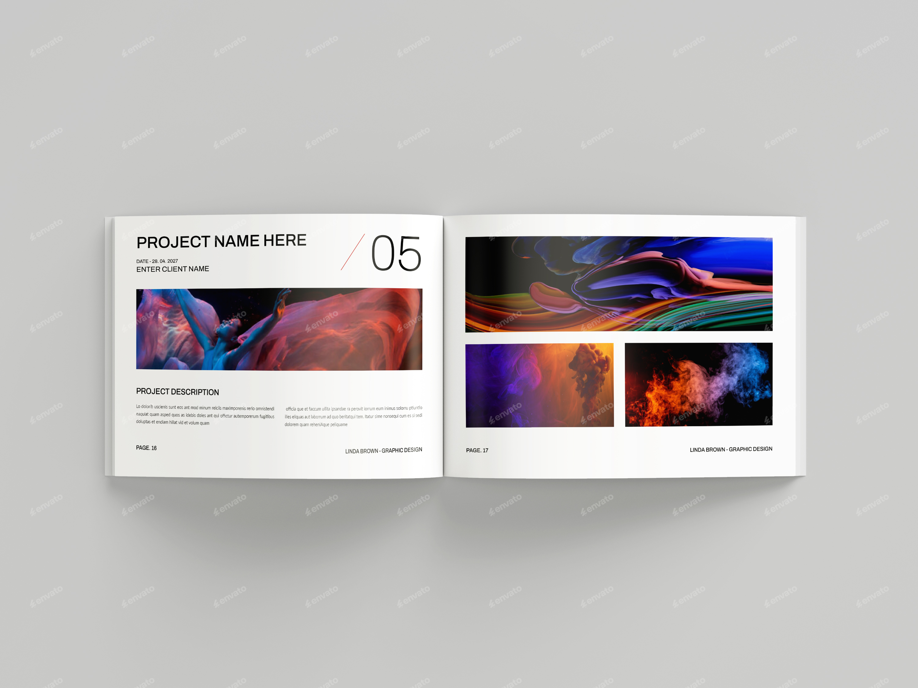 Colorful Portfolio Layout Template Landscape, Print Templates ...