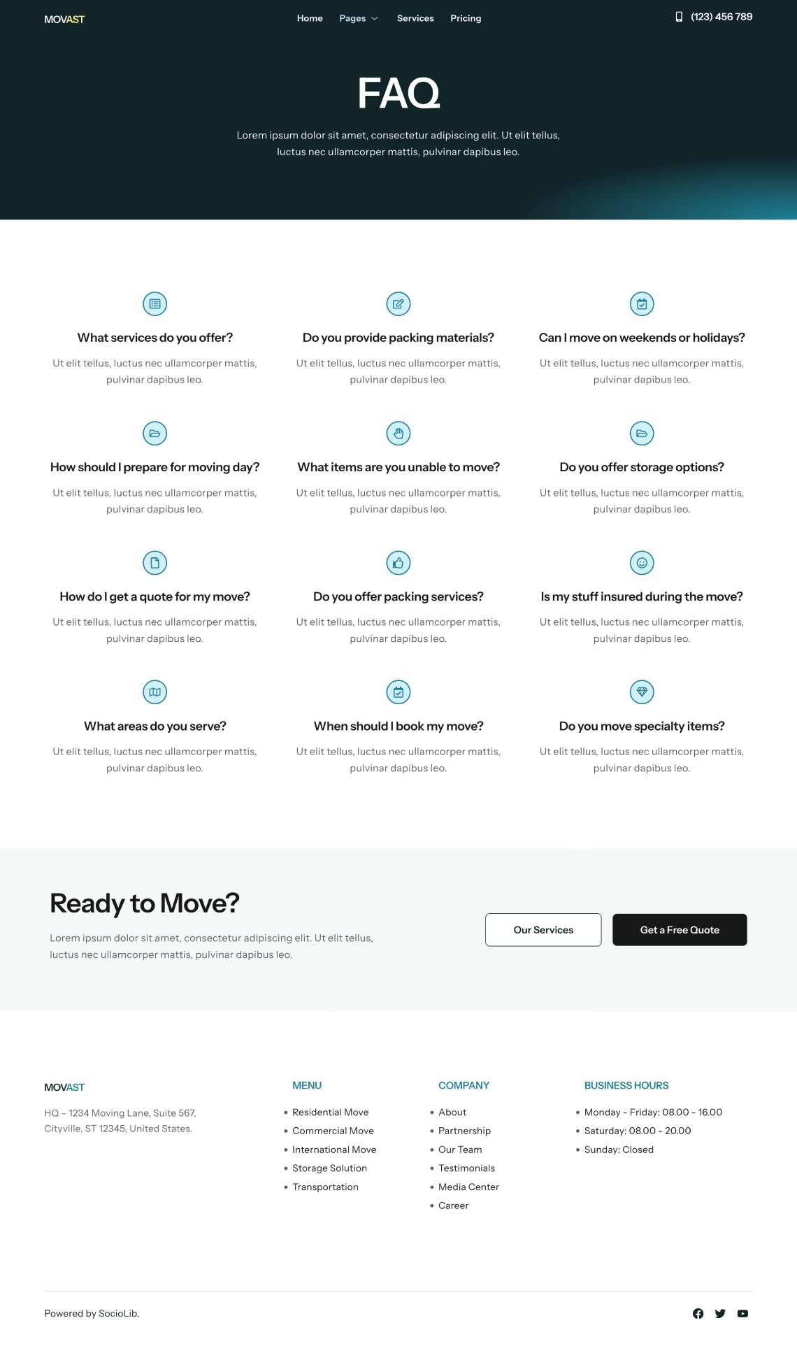 Movast - Moving & Relocation Services Elementor Template Kit by sociolib