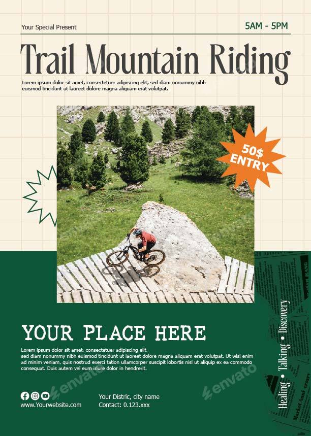 Mountain Bike Trail Flyer, Print Templates | GraphicRiver