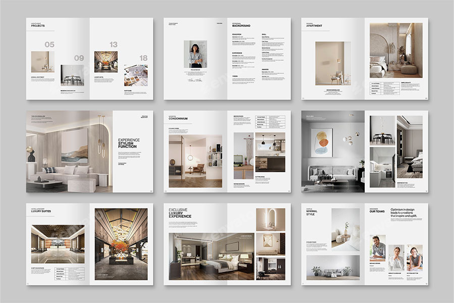 Interior Design Portfolio Template, Print Templates | GraphicRiver