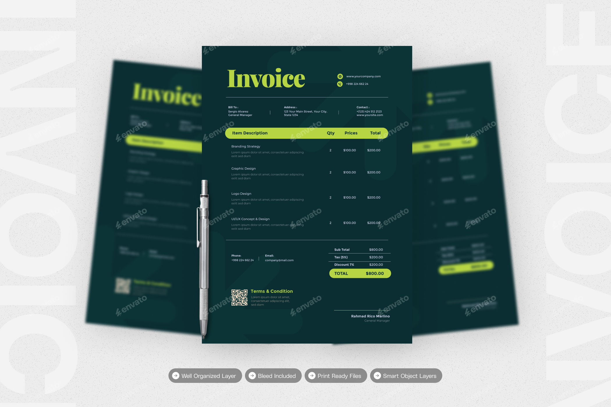 The Green Light - Invoice, Print Templates | GraphicRiver