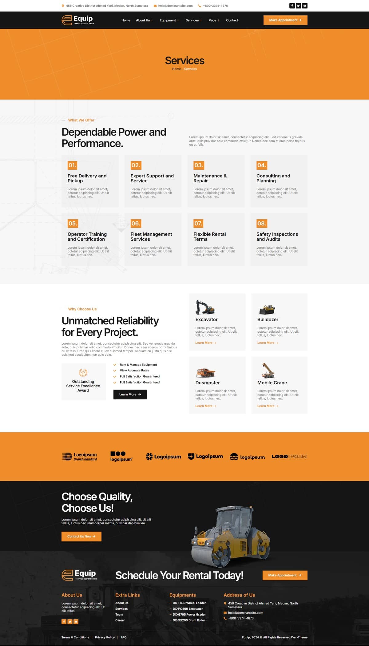 Equip - Heavy Equipment Rental Elementor Template Kit by Dex-Theme