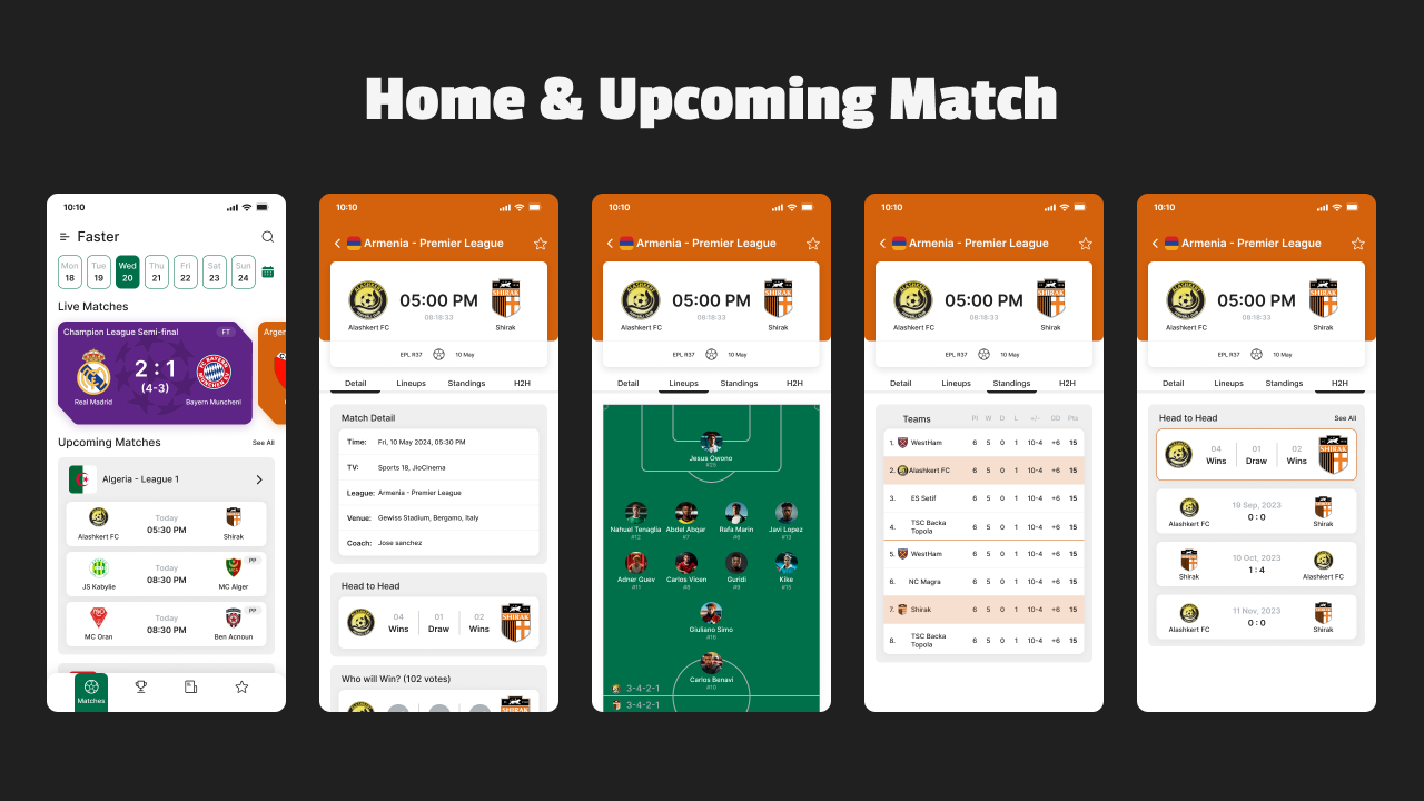 Faster - Football Live Scores App - Flutter Web and Mobile app Template - Matches, Stats, News ...