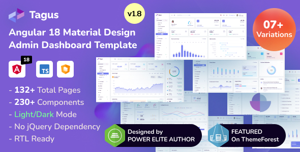 Tagus - Angular 18+ Material Design Admin Dashboard Template by EnvyTheme