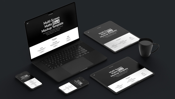 Multi Screen Matte Black Screen Mockup Template, After Effects Project ...