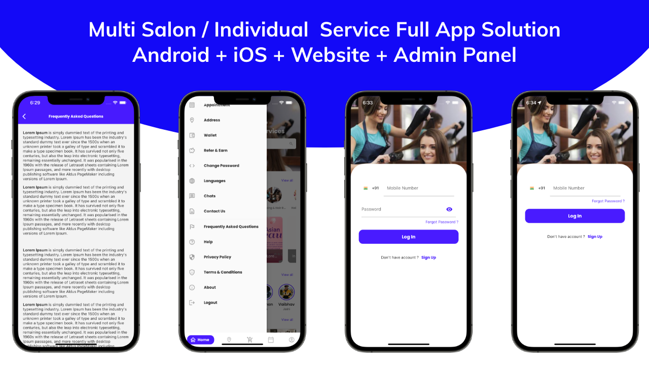 Multi Salon, Individual Appointments Booking System Full App Solution Flutter / Laravel ...