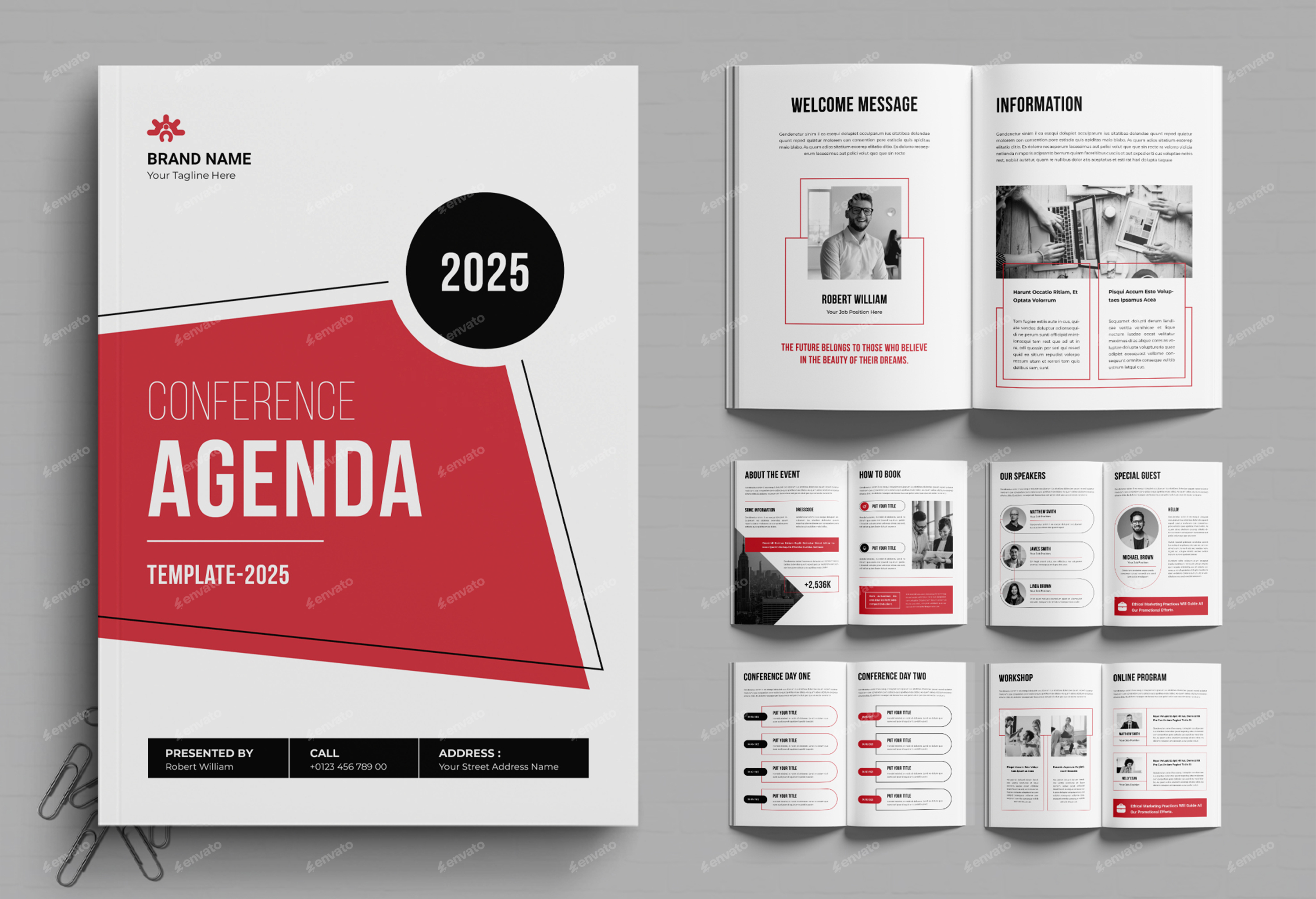Creative Conference Agenda Template, Print Templates | GraphicRiver