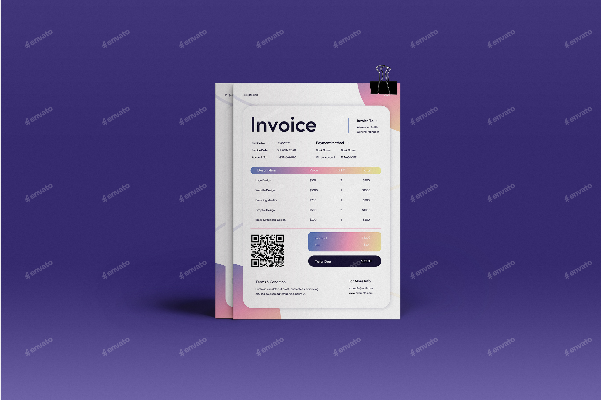 Colorfull Gradient Modern Creative Invoice, Print Templates | GraphicRiver