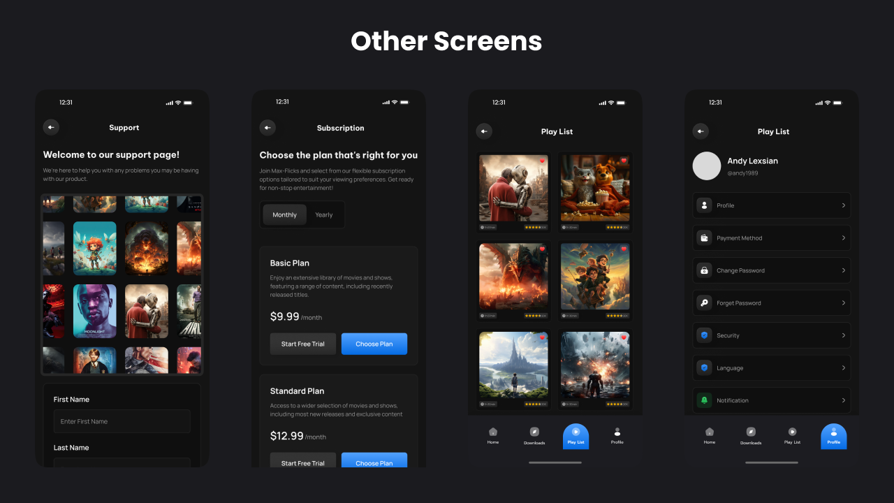 Max-Flicks Movie Streaming React Native Expo App | Free Figma | iOS | Android by codeforge0